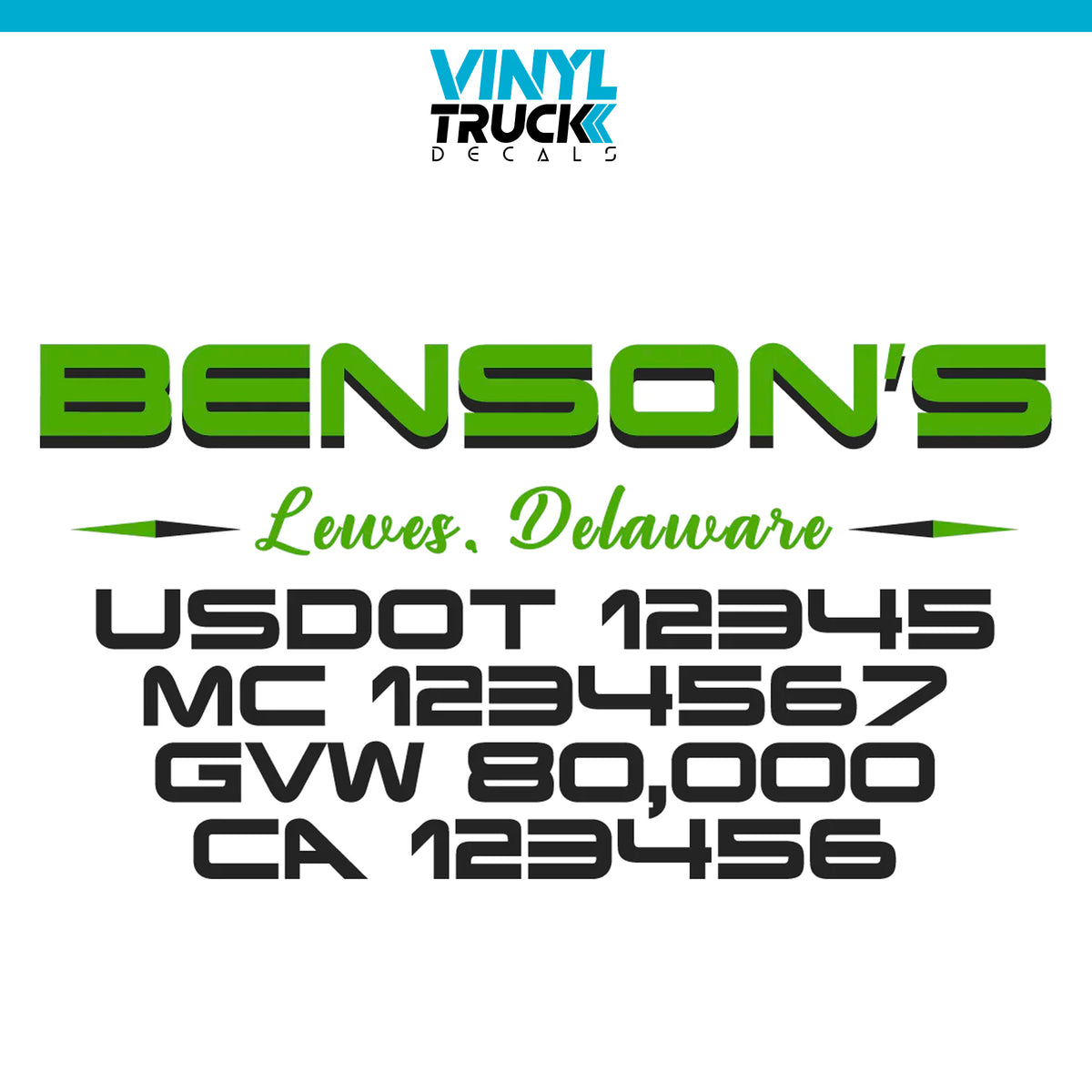 Designer Truck Door Decal With USDOT, MC, GVW Lettering With Two Color ...